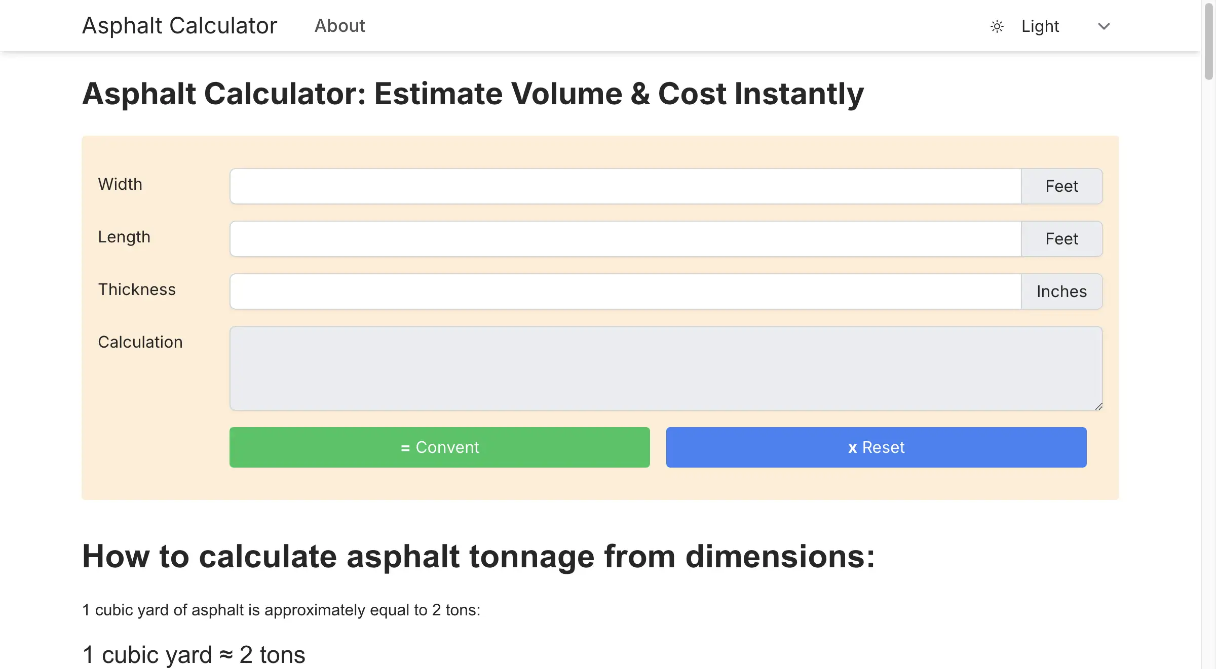 Asphalt Calculator: Free Online Tool for Accurate Asphalt Volume & Cost ...