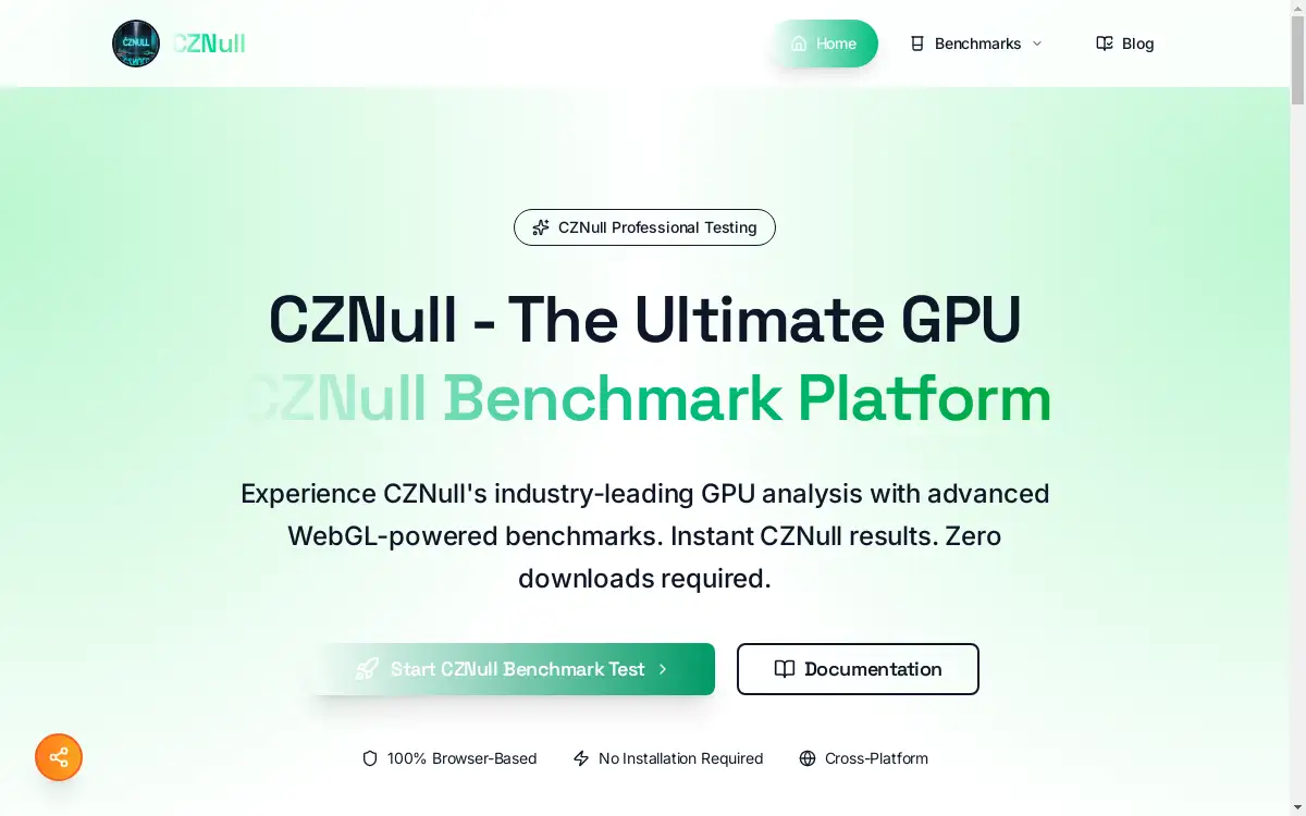 cznull: cznull 是一个强大的基于浏览器的 GPU 基准测试平台，通过先进的 WebGL 技术提供全面的显卡性能测试。 - AI With Me