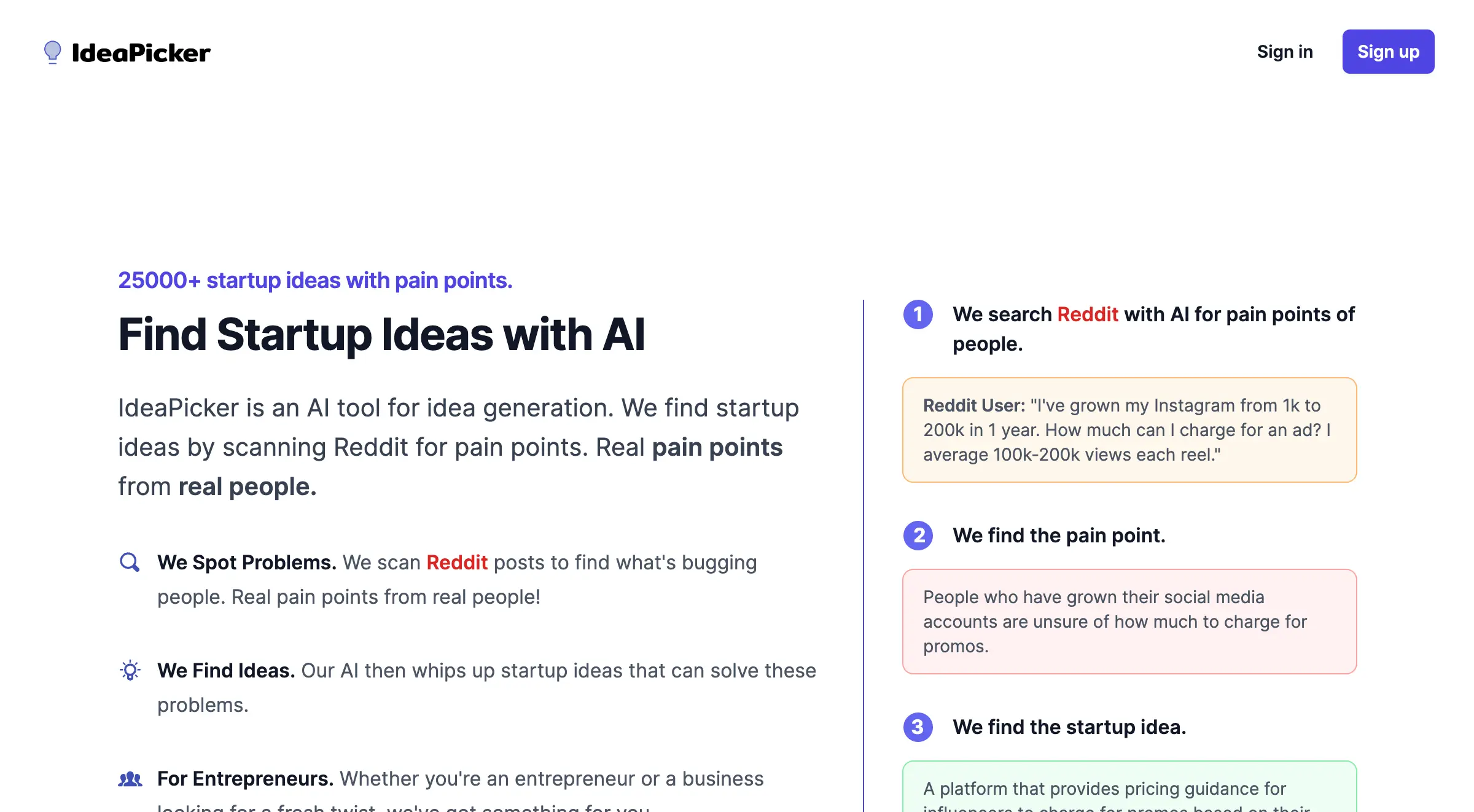 IdeaPicker: Startup ideas - AI With Me