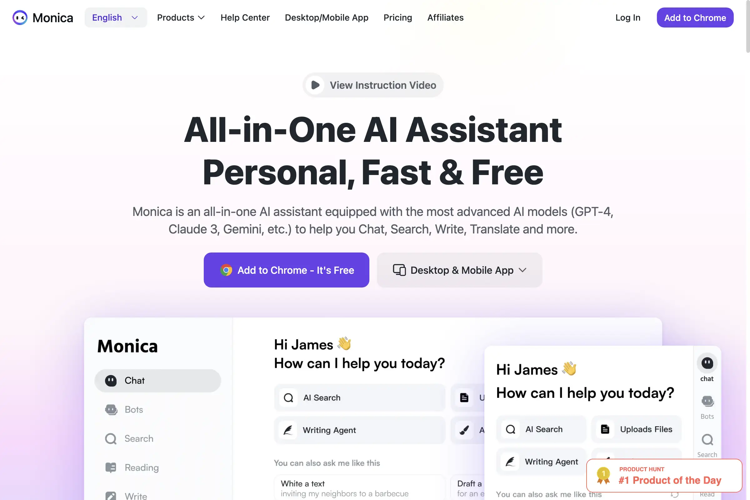 Monica: Monica is an all-in-one AI assistant for chat, search, writing, and coding. - AI With Me