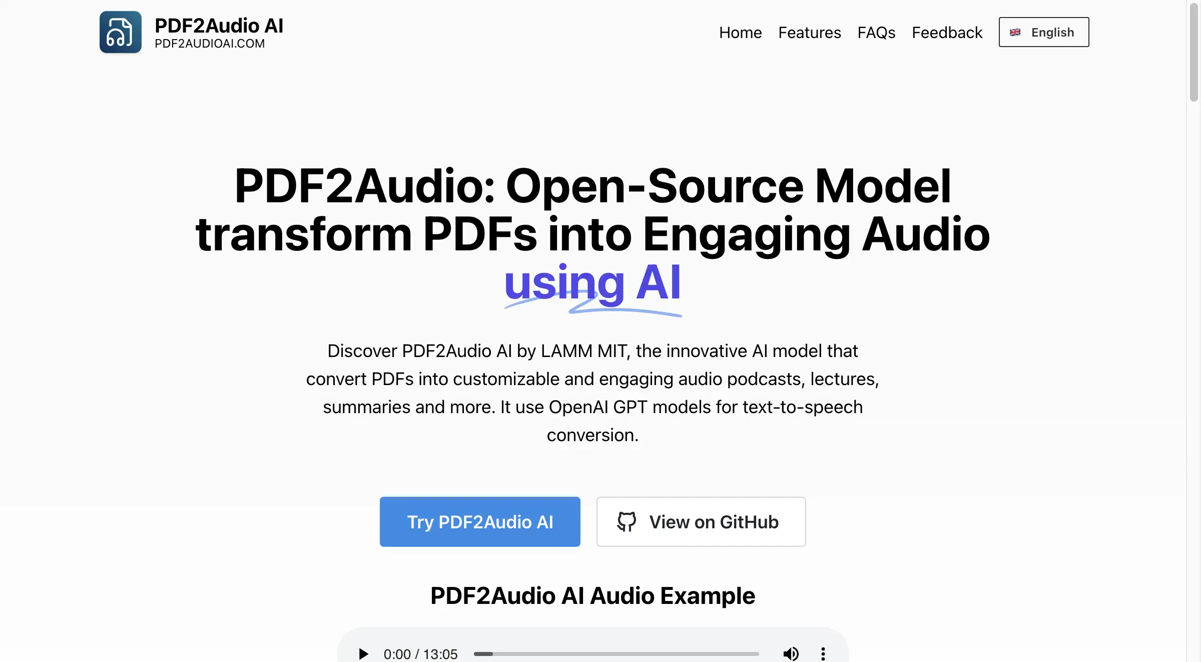 PDF2Audio AI: An open-source AI model that converts PDFs into customizable and engaging audio ...
