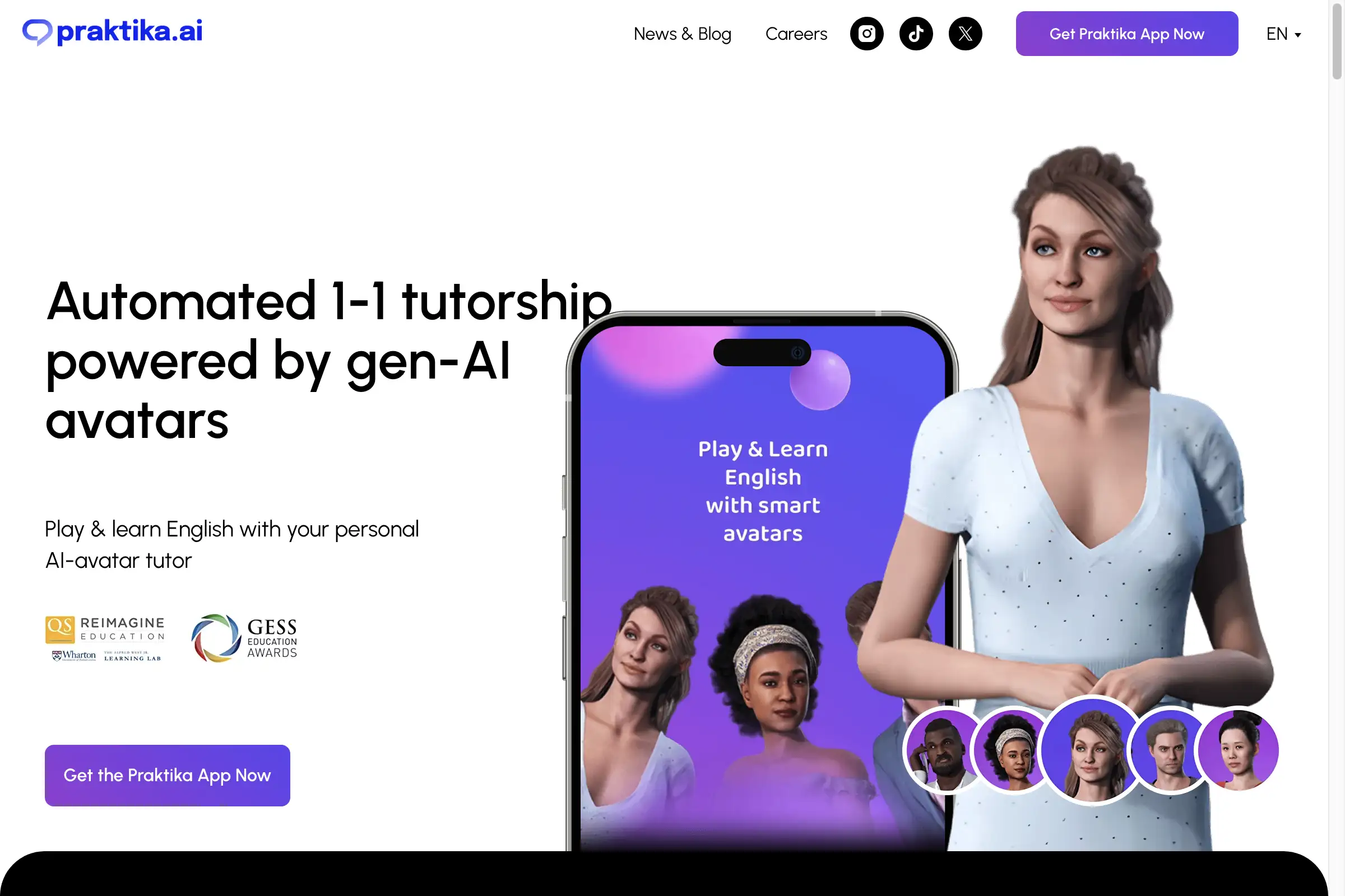 Praktika — Language learning app with generative AI Avatar Tutors: Automated 1-1 tutorship ...