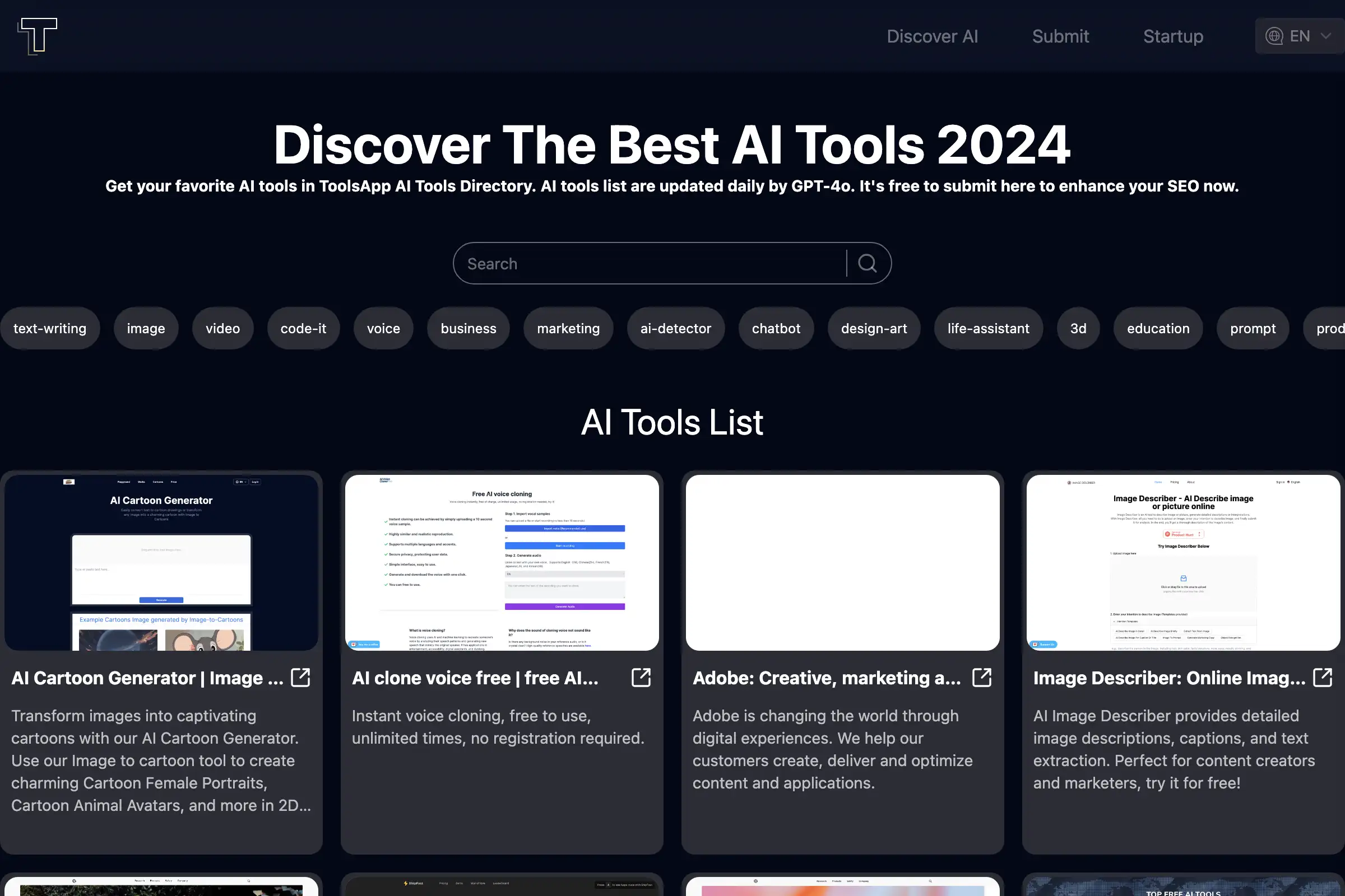 ToolsApp AI Tools Directory: A comprehensive directory of the best AI tools updated daily by GPT ...