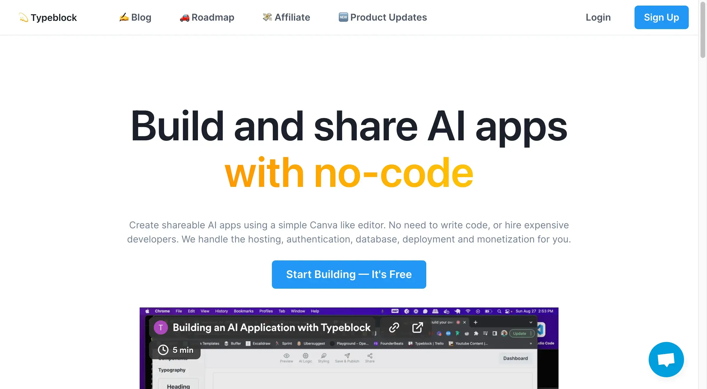 Typeblock: Create AI apps without code using a Canva-like editor. - AI With Me