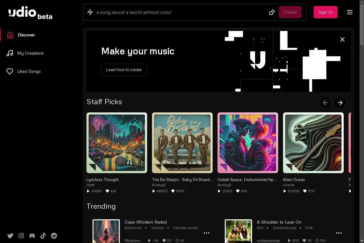 Udio: Udio lets you create and share music using AI technology. - AI With Me