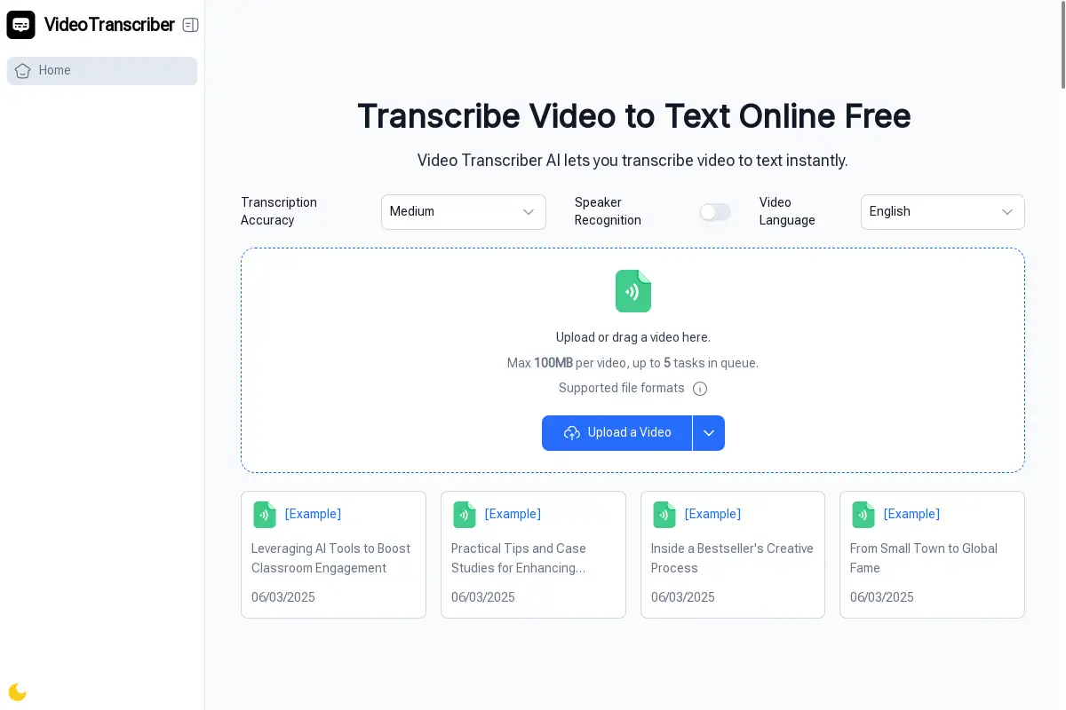 Video Transcriber AI: Video Transcriber AI快速将视频转换为文本。 - AI With Me