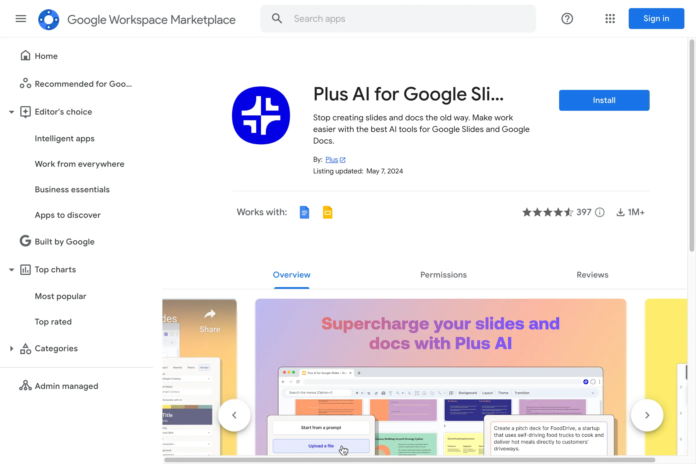Plus AI for Google Slides: Presentation slides - AI With Me